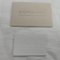 China OEM High Quality  PU Leather Patches Custom Laser Embossing  Leather Sew on Jeans Jacket Printing Badge for sale