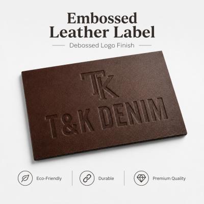 China Custom Embossed Leather Patches Heat Transfer Iron On Genuine Leather Labels Designed For On Clothes Bags Shoes And Hats for sale