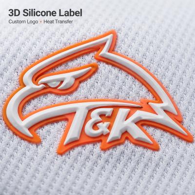 China Custom Colors Including Pantone Gold Silver and Glow in the Dark Washable 3D Silicone Heat Transfer Labels for Clothing for sale