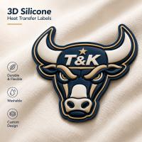 China 7cm Matt Printing SGS Certified Silicone Heat Transfer Labels for Sportswear and Clothing for sale