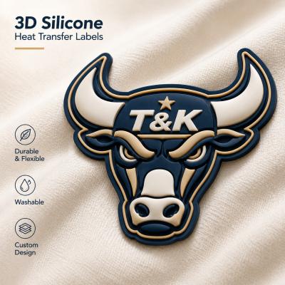 China 7cm Matt Printing SGS Certified Silicone Heat Transfer Labels for Sportswear and Clothing for sale