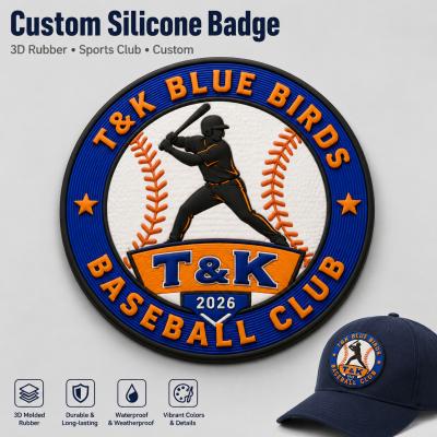 China Baseball Club Cap Badge Custom 3D Silicone Emblem - Molded Rubber Team Logo Waterproof Durable OEM ODM Factory Direct for sale
