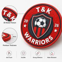 China 2026 Sports Club 3D Silicone Badge Custom Soccer Team Emblem Red Black Durable Raised Logo Polo Shirt OEM ODM for sale