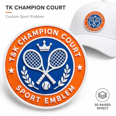 China Custom 3D Tennis Club Logo Patches with Raised Details for Caps and Sportswear for sale