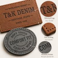 China Custom PU Leather Patches with 3D Embossed Logo for Denim Clothing Brands in Customized Sizes for sale