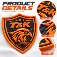 China Custom 3D TPU Patch Heat Transfer Patch with Raised Eagle Shield Design Embossed Washable for Sportswear for sale