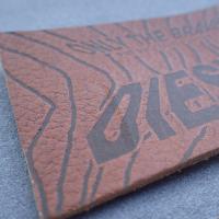 China Brown Rectangle Shape 3D Custom Embossed Labels for sale
