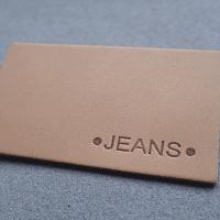 China Hot Stamping Straight Cut Embossed Leather Patches For Jeans for sale
