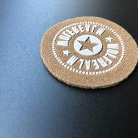 China Custom 3D Silicone Logo Patch with Natural Jute Fabric Base for Clothing Brands for sale