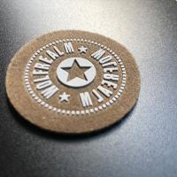 China Custom 3D Silicone Logo Patch with Natural Jute Fabric Base for Clothing Brands for sale