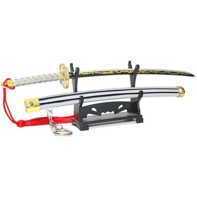 China ABS 3D Model Keychain Japanese Anime Demon Slayer Agatsuma Zenitsu Keyring Sword Metal Katana for sale