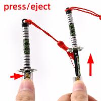 China ABS Stand Anime Sword Keychain Demon Slayer Shinazugawa Sanemi Automatic Pop Up Knife for sale