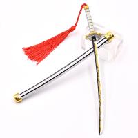 China Kanata 3D Model Keychain Japanese Anime Demon Slayer Agatsuma Zenitsu Keyring Sword Metal Katana for sale