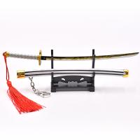 China Kanata 3D Model Keychain Japanese Anime Demon Slayer Agatsuma Zenitsu Keyring Sword Metal Katana for sale