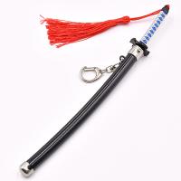 China 22cm 3D Model Keychain Anime Metal Alloy Demon Slayer Keyring Tanjiro Katana Sword for sale