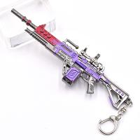 China Purple mini metal gun mold Key ring 1:6 authentic restoration of game props gun Ape x shoot game gun keychain for sale