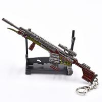 China Black and red mini metal material game props gun mold key chain on stock by Customization Ape x gift toy for sale
