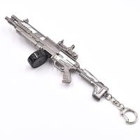 China Silver submachine gun Ape x shooting game Stock Customer customized requirements mini metal gun models keychain 16 cm for sale