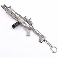 China Silver submachine gun Ape x shooting game Stock Customer customized requirements mini metal gun models keychain 16 cm for sale