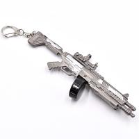 China Silver submachine gun Ape x shooting game Stock Customer customized requirements mini metal gun models keychain 16 cm for sale