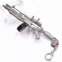 China Silver submachine gun Ape x shooting game Stock Customer customized requirements mini metal gun models keychain 16 cm for sale