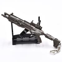 China Silver submachine gun Ape x shooting game Stock Customer customized requirements mini metal gun models keychain 16 cm for sale