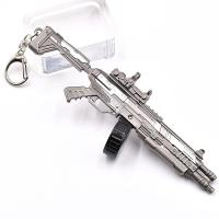 China Silver submachine gun Ape x shooting game Stock Customer customized requirements mini metal gun models keychain 16 cm for sale