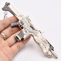 China Ape x game Silver submachine gun Stock Customer customized requirements mini metal gun models keychain 16 cm gift toy for sale