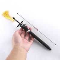 China 22Cm Anime Sword Keychains Art Online Character Prop Elucidator Black Mini Metal Sword Key Chain Gift Toys for sale