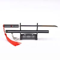 China Japan Anime Sword Keychains Naroto Uchiha Sasuke Grass Cutter Black Mini Metal Sword Katna Key Chain 22Cm Cosplay Toys for sale