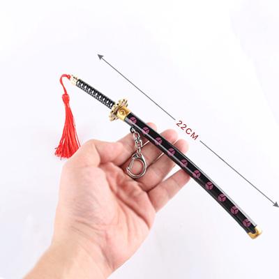 China Zoro Shusui 3D Model One Piece Sword Keychain Zinc Alloy Automatic Elasitc Katana for sale