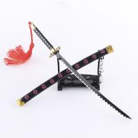 China Zoro Shusui 3D Model One Piece Sword Keychain Zinc Alloy Automatic Elasitc Katana for sale