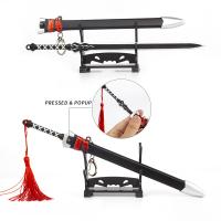 China Sword Art Online Yuuki Zinc Alloy Automatic Eject Mini Sword Keychain for sale