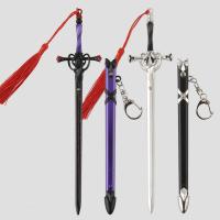 China Fate Joan Press To Eject Purple Anime Sword Keychains Mini Katana for sale