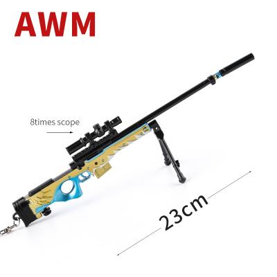 China 23cm AWM Metal Gun Key Ring Battle Ground Player Unknown Key Chain for sale