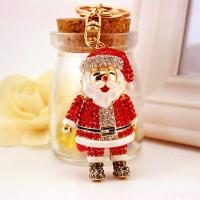 China Crystal Santa Claus Snowman Metal Knick Knacks Keyring Accessories Ornament Pendants for sale