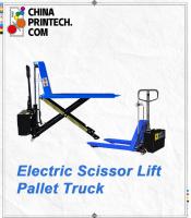 China Electric Scissor Lift Pallet Truck 1.5 Ton 750mm Lift Maintenance-Free Battery for Bookbinding for sale