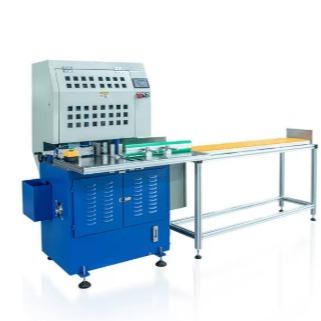 China Auto Double Head Hydraulic Round Corner Cutter With Auto Feeding And Collecting for sale