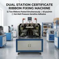 China Dual Station Honor Certificate Ribbon Fixing Machine For Simultaneous Double Ribbon Automatic Pasting for sale