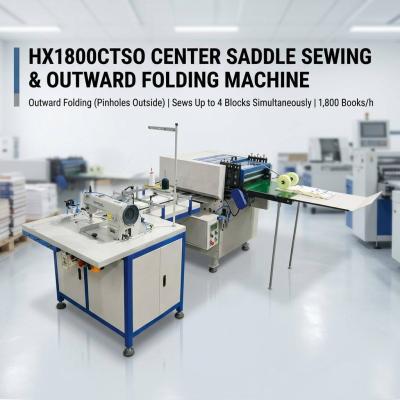 China HX1800CTSO Center Saddle Thread Sewing and Outward Folding Machine For Notebook Book Block Processing for sale