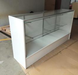 China Full Vision Glass Showcase With LED Lights Lockable Retail Display Cabinets White 48