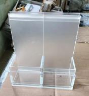 China AT-0188 Brochure Holder 4x9 inch with Business Card Organizer, Acrylic Literature Display Stand Clear Plastic Flyer Holder Wall Mount or Countertop Use for Pamphlets, Booklets for sale