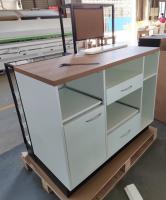 China Adjustable Shelf Retail Counter Desk With Lockable Drawer For Checkout for sale