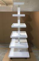 China 6 Tier Square Metal Display Stand White Metal Store Fixture Highly Functional for sale