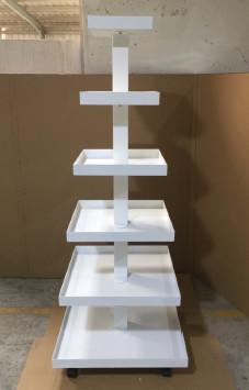 China 6 Tier Square Metal Display Stand White Metal Store Fixture Highly Functional for sale