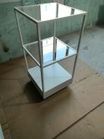 China Multi Functional Glass Display Shelf With Wheels Open Style For Indoor Settings for sale