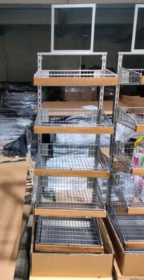 China Powder Coating Wire Shelf Display With Solidwood Nosing AT-0059 for sale