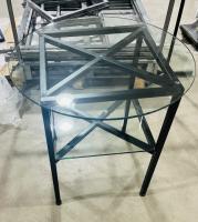 China 30inch Retail Display Round Tempered Glass Table With Shelf Quick Assembly for sale