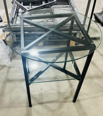 China 30inch Retail Display Round Tempered Glass Table With Shelf Quick Assembly for sale