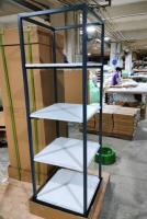 China High Visibility White Retail Display Tower 4 Shelf Display Stand Powder Coated for sale